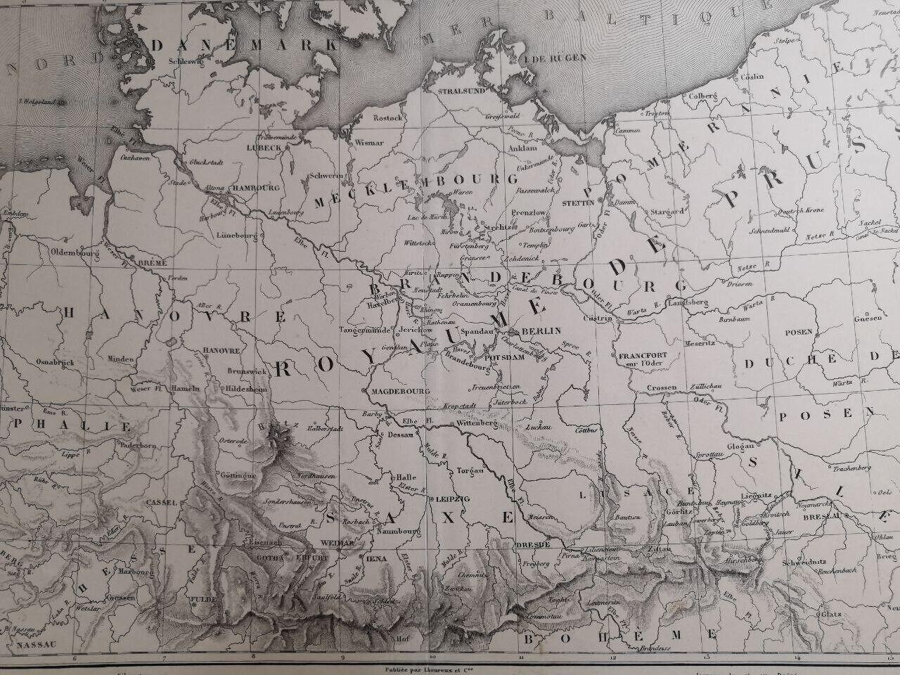 1859 Napoleonic MAP Prussia Northern Germany Vintage Geographical Rule ...