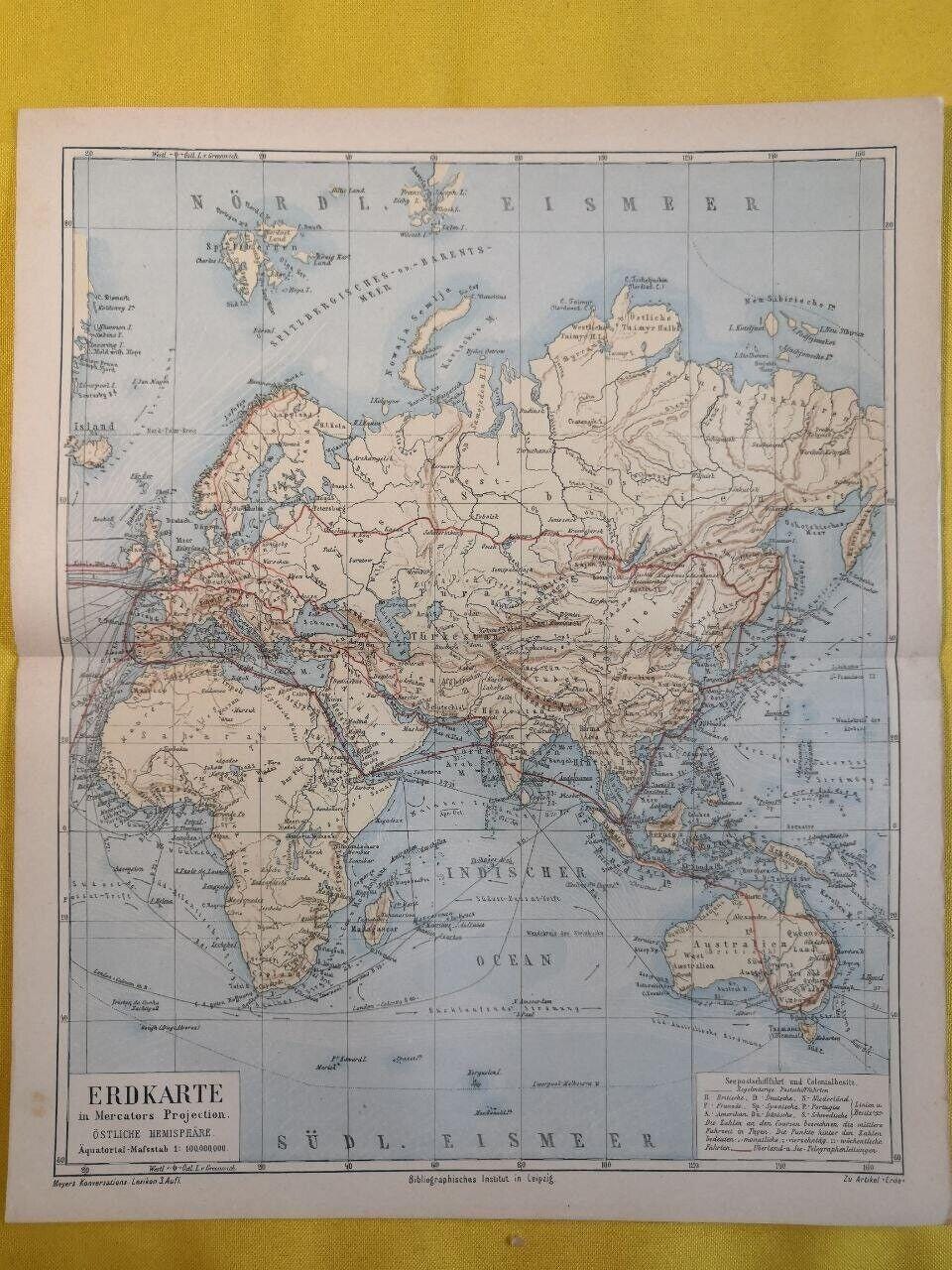 1875 Colonial Powers Ports Western Hemisphere World Map Mercator ORIG ...