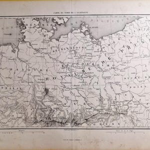 1859 Napoleonic MAP Prussia Northern Germany Vintage Geographical Rule ...