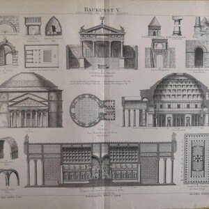 1890 ANCIENT ROME Etruscan Architecture Engraving Illustration 12 X 9.5 ...