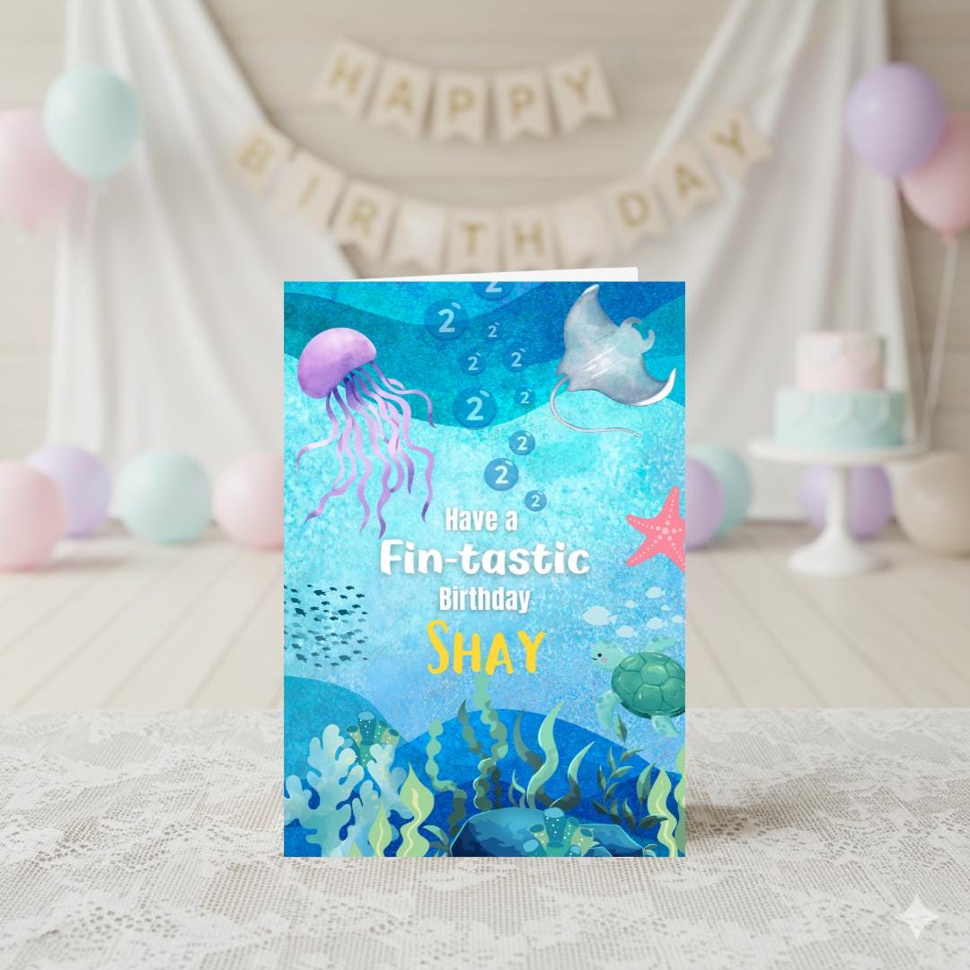 Personalised Underwater Birthday Card, Sea Creatures Theme - Etsy