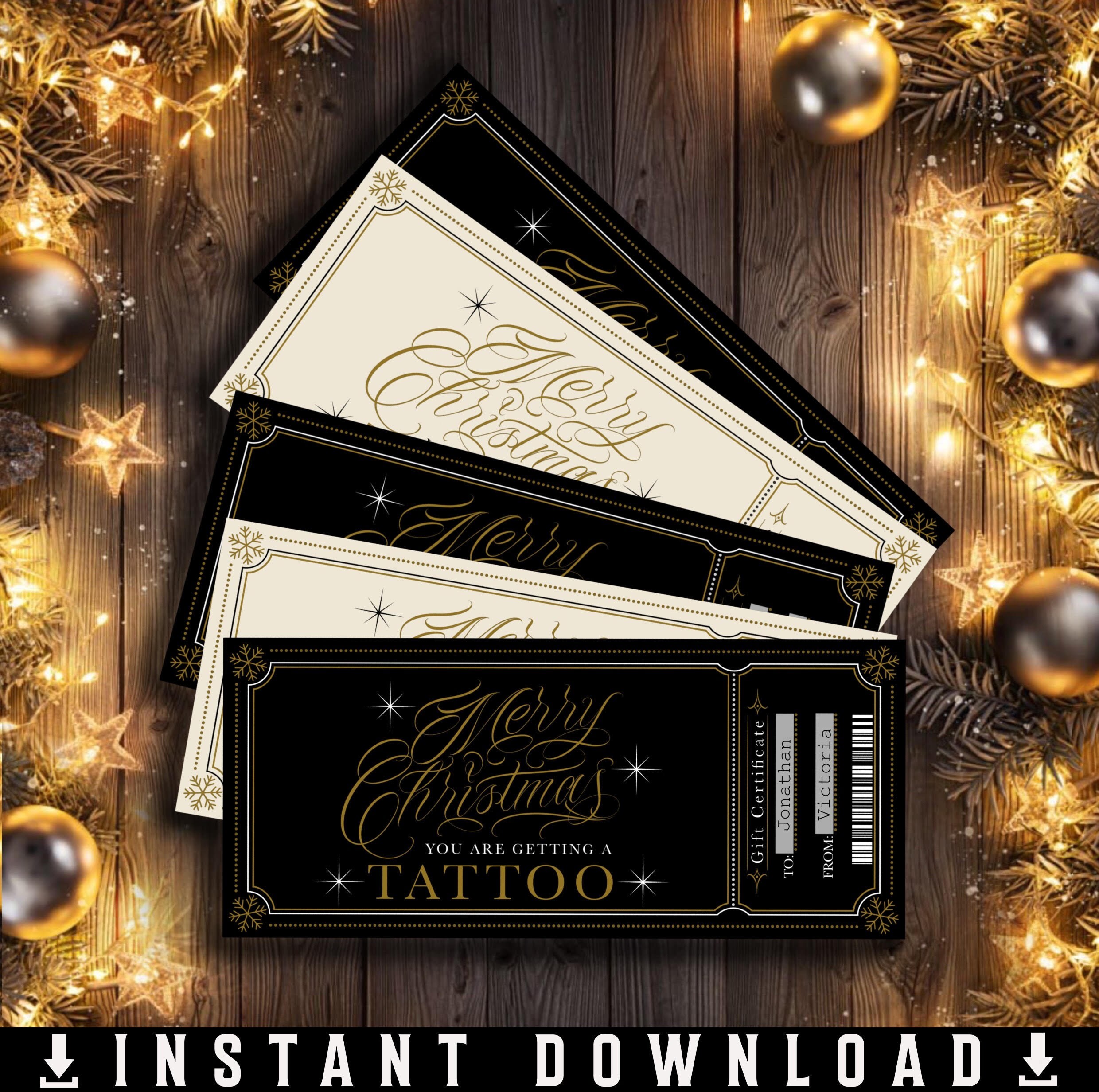 Tattoo Christmas Gift Voucher in 2 Colors - Etsy