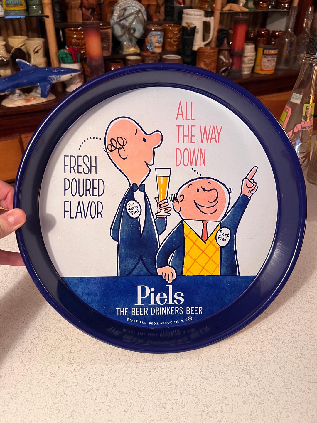 Vintage Piels Brothers Beer Serving Tray 1957 Harry and Bert Mcm Bar ...