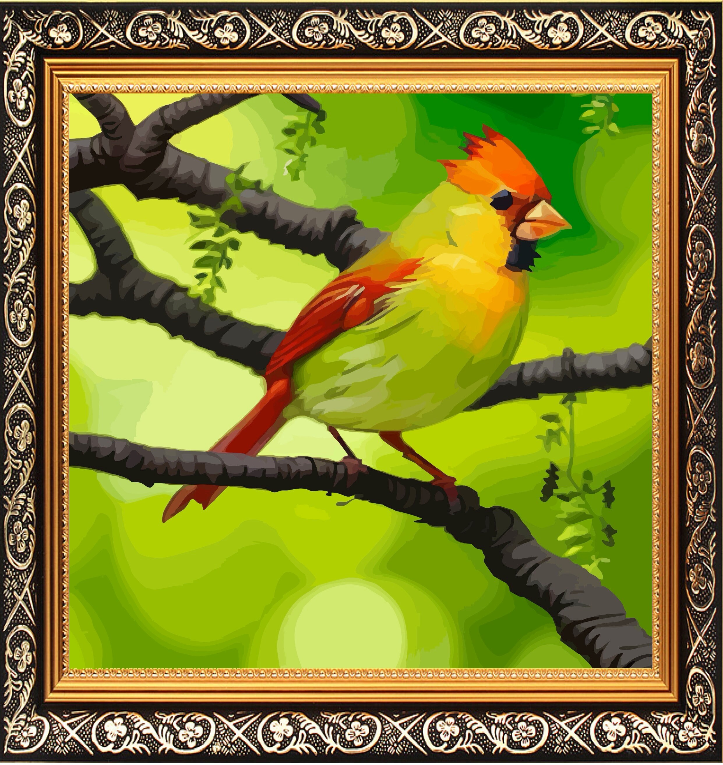 Red Cardinal, Bird Cross Stitch Pattern, Bright Colorful Cardinal ...