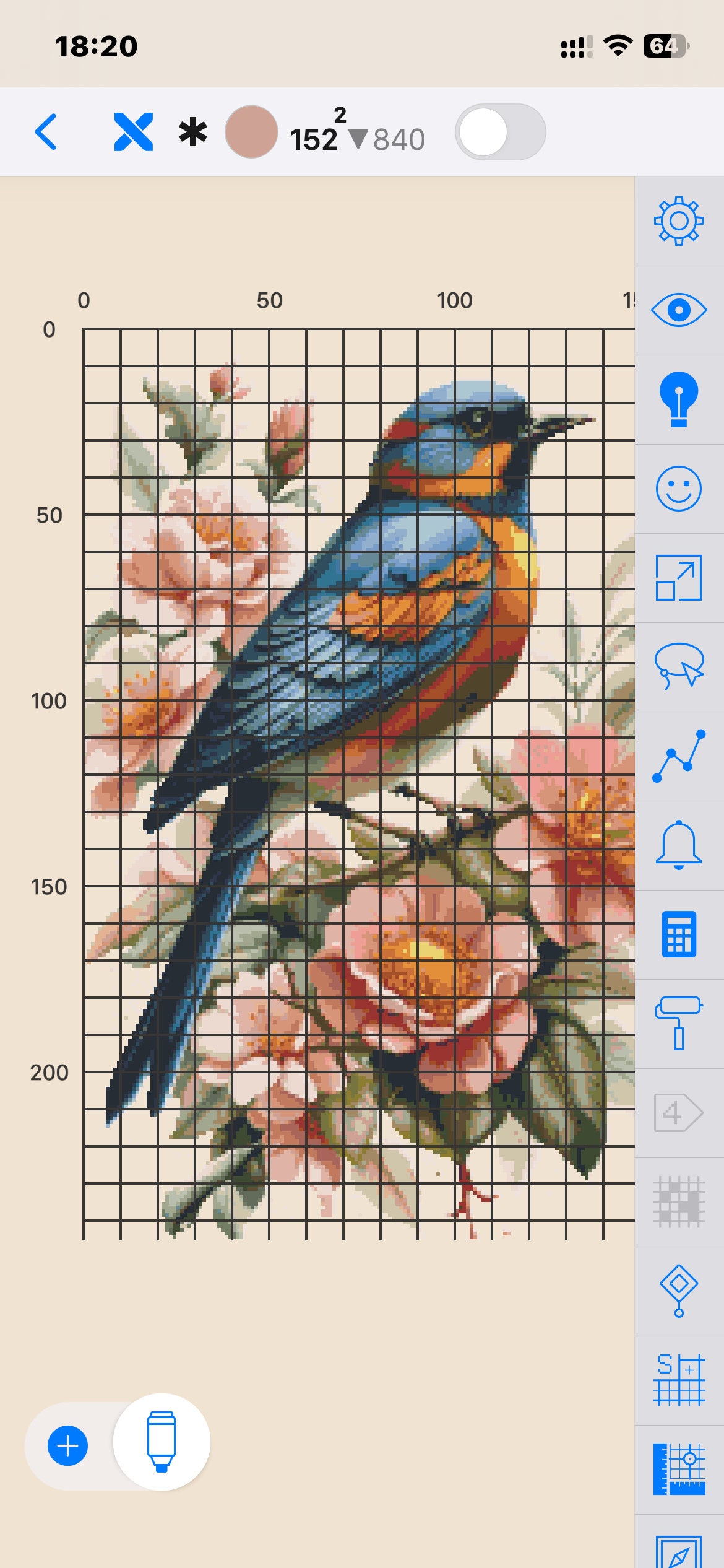 Bird in Flowers , Bird Cross Stitch Pattern, Bright Colorful Bird ...