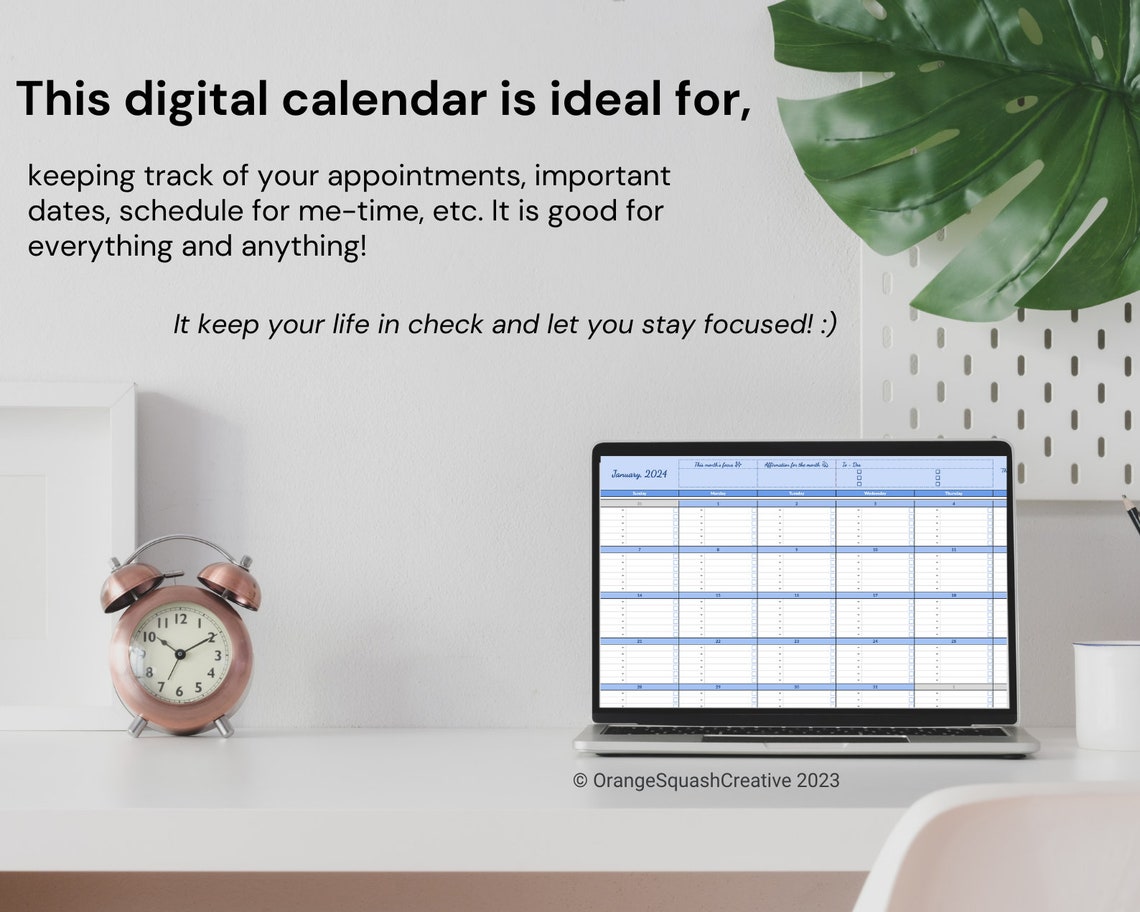 Editable Monthly Planner 2024 Calendar Google Sheets Calendar Digital ...