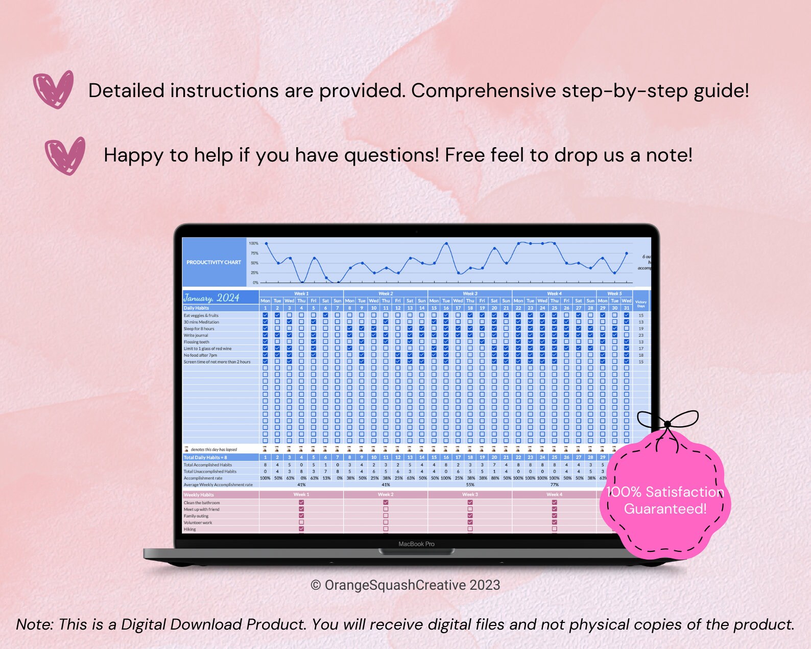 2024 Habit Tracker Daily Habit Tracker Weekly Monthly Habit Tracker ...