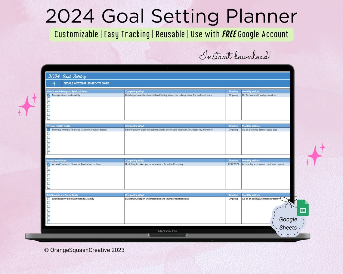2024 Goal Planner 2024 Goal Setting Planner SMARTER Goal - Etsy