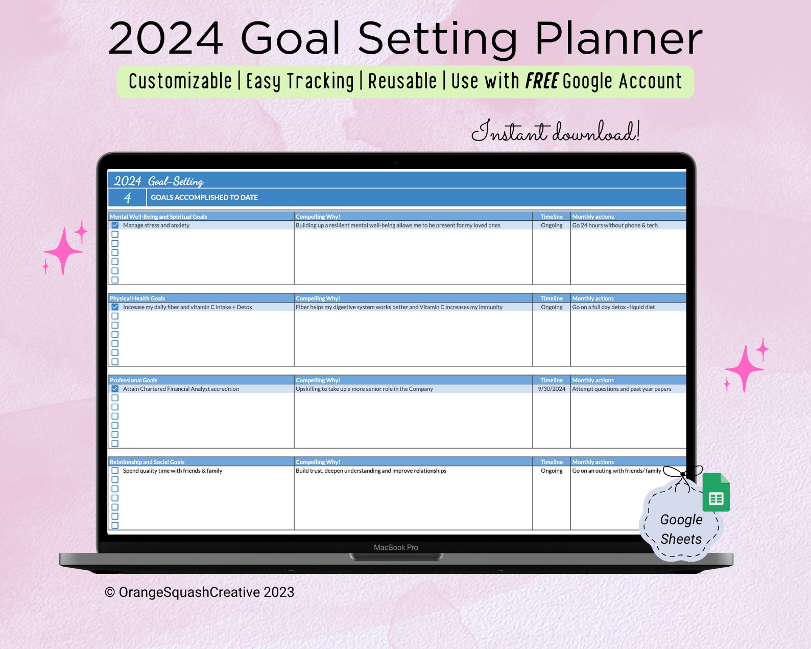 2024 Goal Planner | 2024 Goal Setting Planner | SMARTER Goal Setting ...