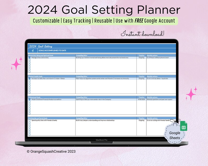 2024 Goal Planner | 2024 Goal Setting Planner | SMARTER Goal Setting ...