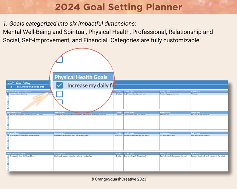 2024 Goal Planner | 2024 Goal Setting Planner | SMARTER Goal Setting ...