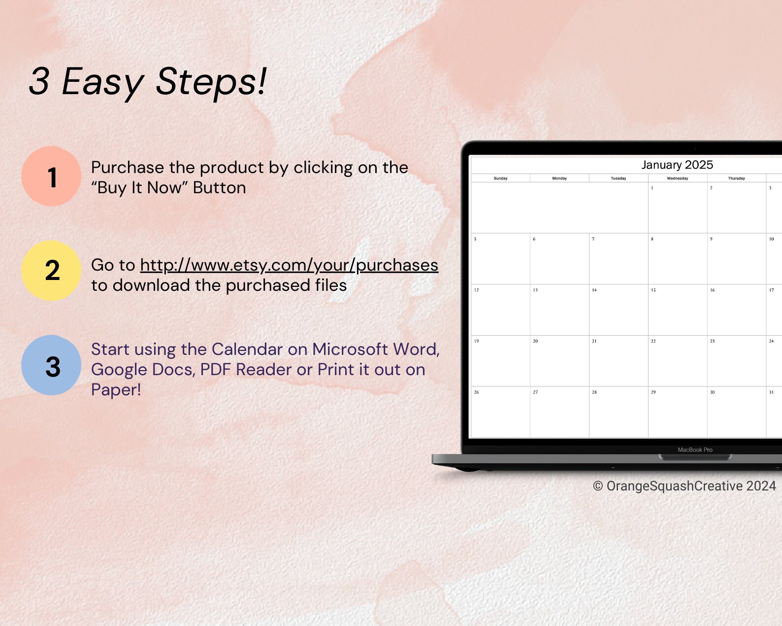 Editable Monthly Planner | 2025 Calendar | Google Docs Calendar ...