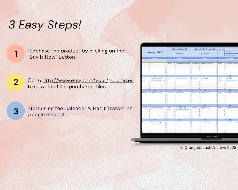 Editable Monthly Planner | 2024 Calendar | Google Sheets Calendar ...