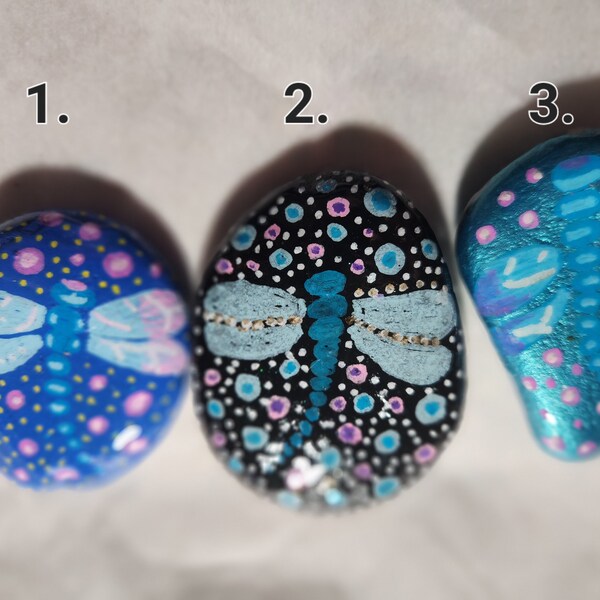 Dragonfly Painted Rock - Etsy