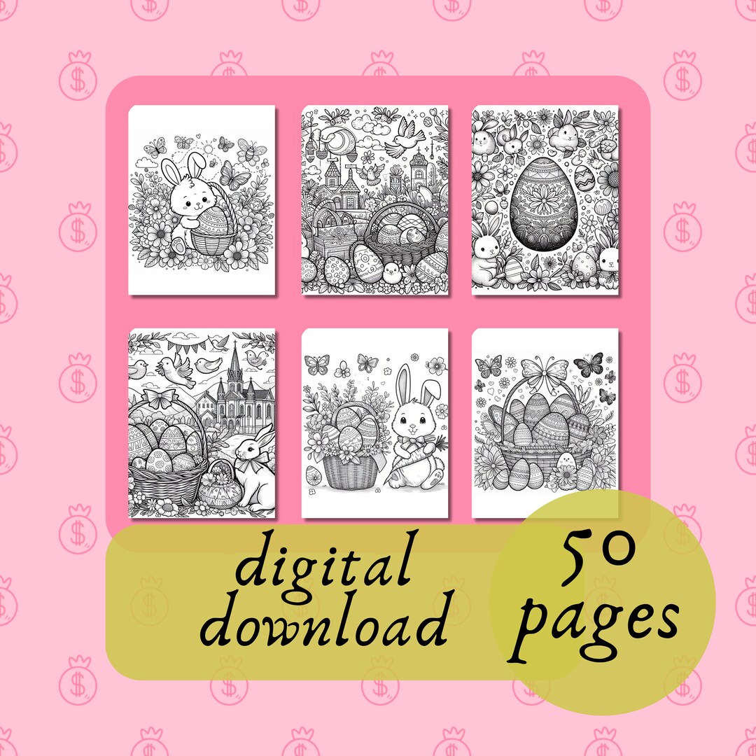 50 Pages Easter Whimsy/printable Adult Coloring Pages/download ...
