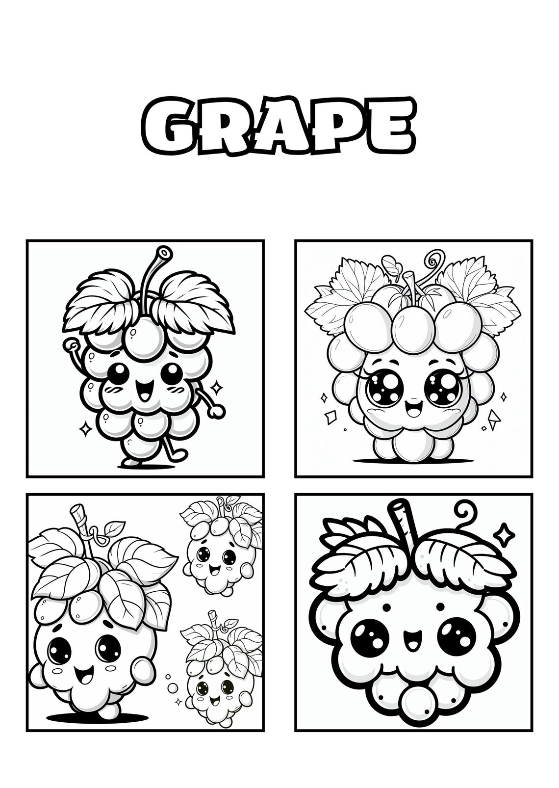Fruit Coloring Pages, Fruit Coloring Book for Kids, Cute Fruits, Great ...