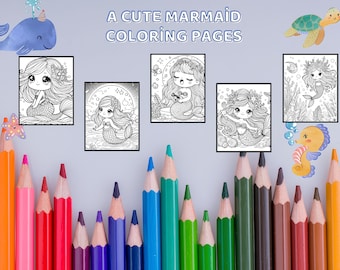 Magical Mermaid Coloring Book Printable Download Relaxing Coloring ...