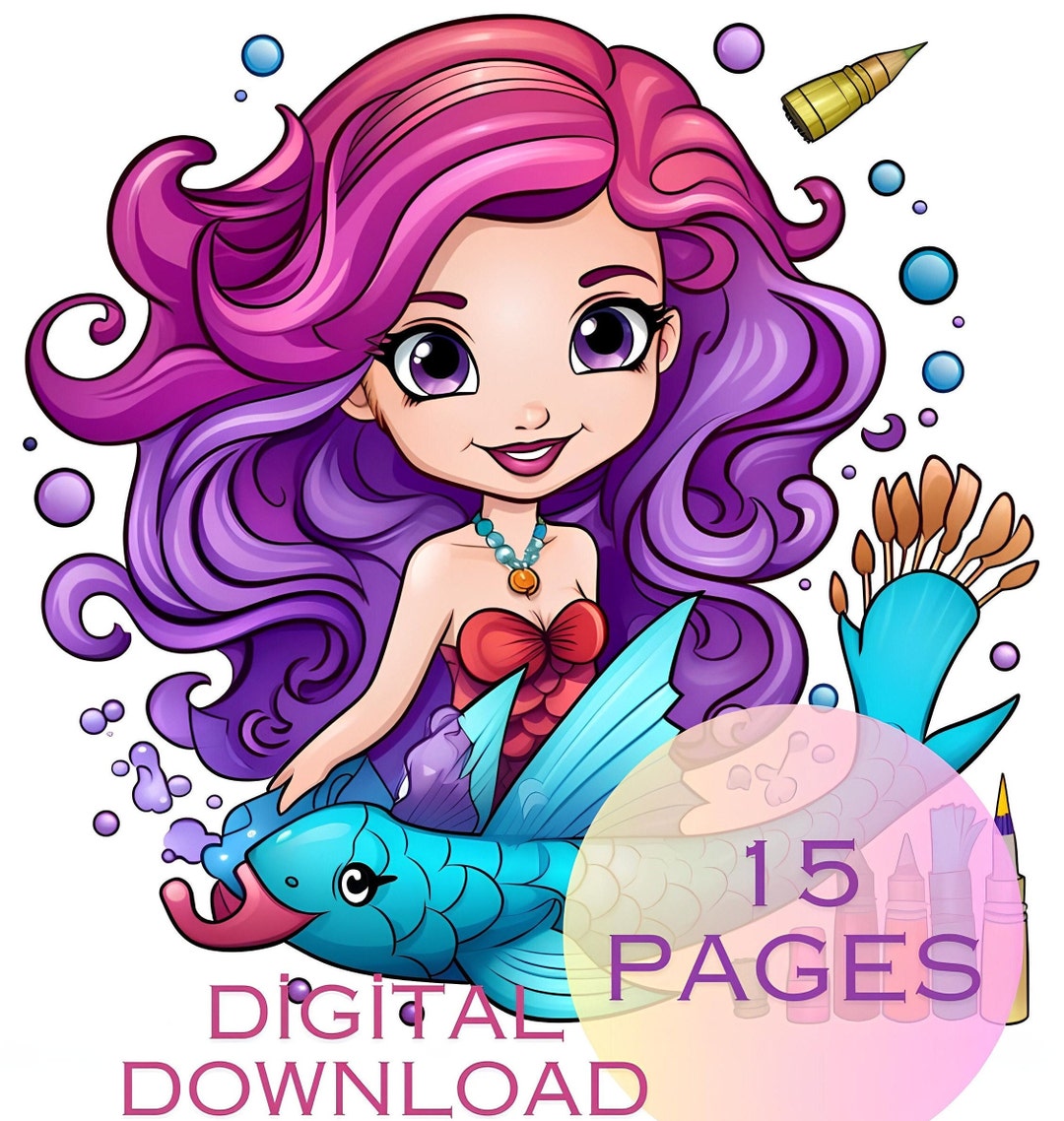Magical Mermaid Coloring Book | Printable Download | Relaxing Coloring ...