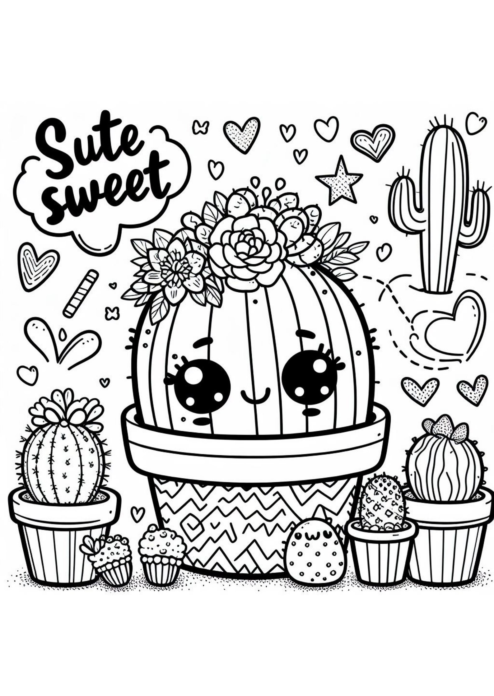 Cactus Coloring Pages - A Cute Coloring Book With 35 Adorable Cactus ...