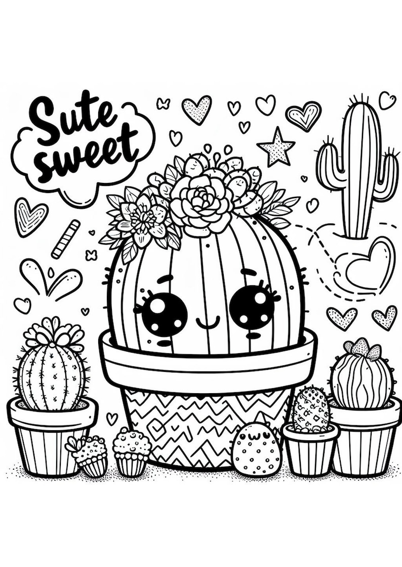 Cactus Coloring Pages - A Cute Coloring Book With 35 Adorable Cactus ...