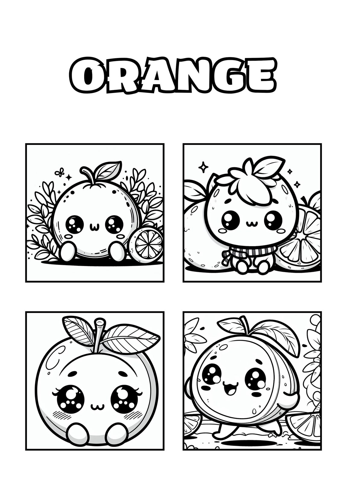 Fruit Coloring Pages, Fruit Coloring Book for Kids, Cute Fruits, Great ...