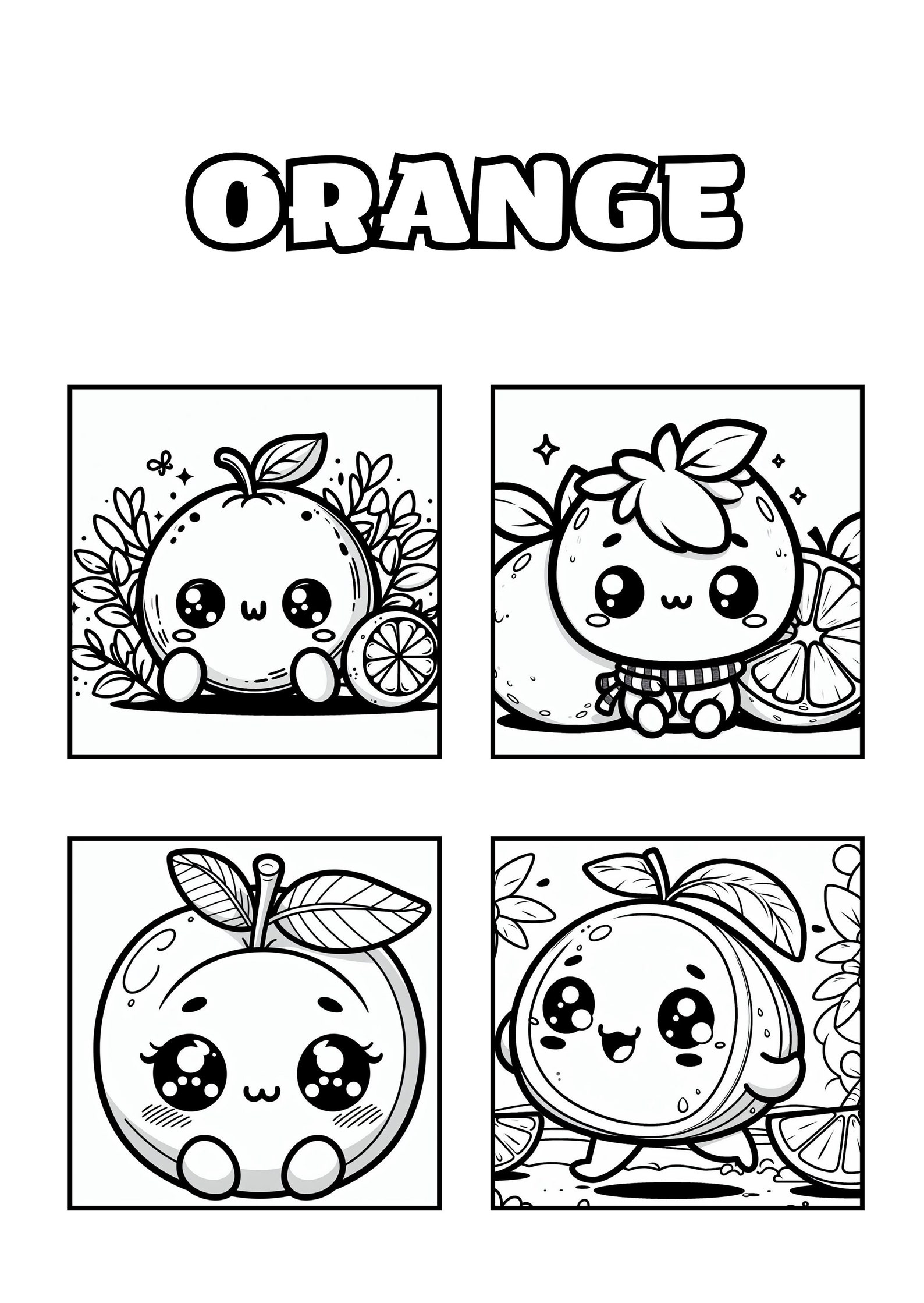 Fruit Coloring Pages, Fruit Coloring Book for Kids, Cute Fruits, Great ...