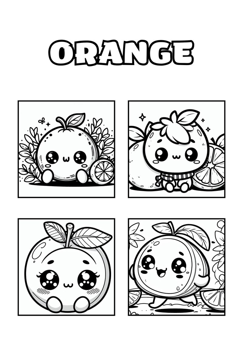 Fruit Coloring Pages, Fruit Coloring Book for Kids, Cute Fruits, Great ...