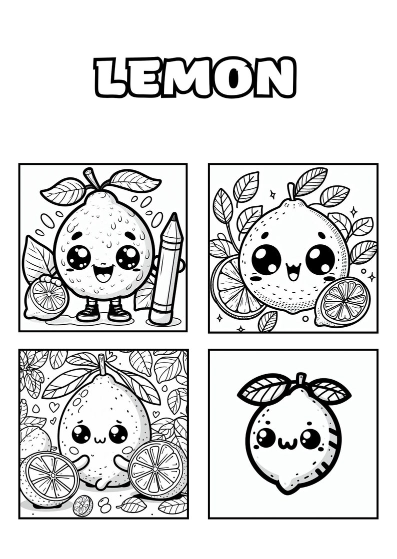 Fruit Coloring Pages, Fruit Coloring Book for Kids, Cute Fruits, Great ...
