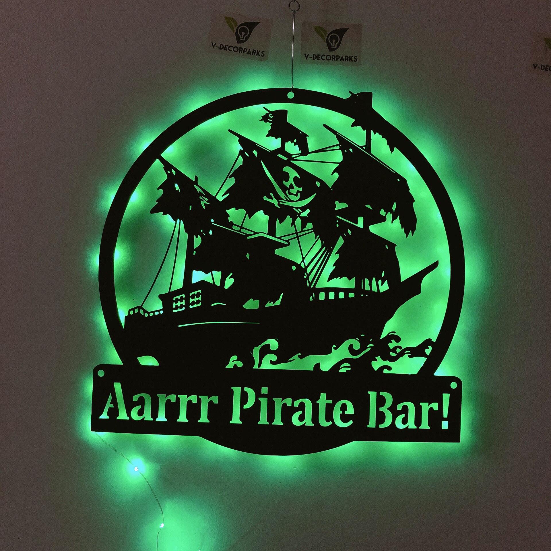 Custom Pirate Ship Metal Wall Art With LED Lights, Metal Pirate Ship ...
