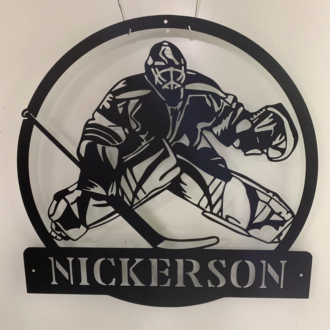 Custom Hockey Goalie Metal Wall Art, Personalized Air Hockey Metal Name ...