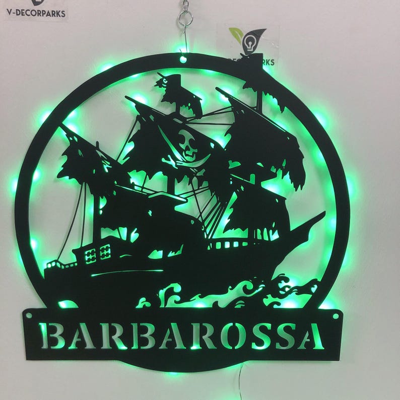 Custom Pirate Ship Metal Wall Art With LED Lights, Metal Pirate Ship ...