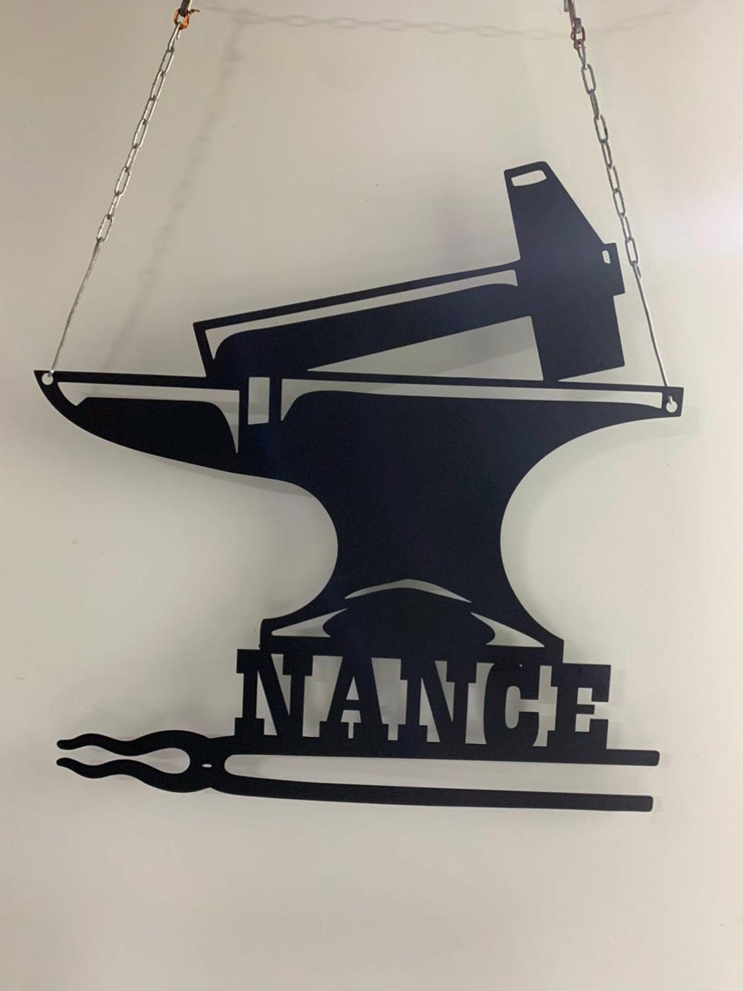 Custom Anvil and Hammer Metal Name Sign, Personalized Blacksmith Metal ...