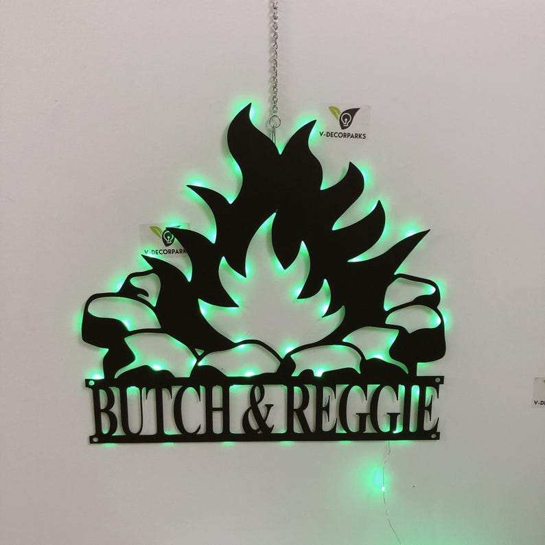Custom Campfire Metal Wall Art With LED Lights, Campfire Sign, Camping ...