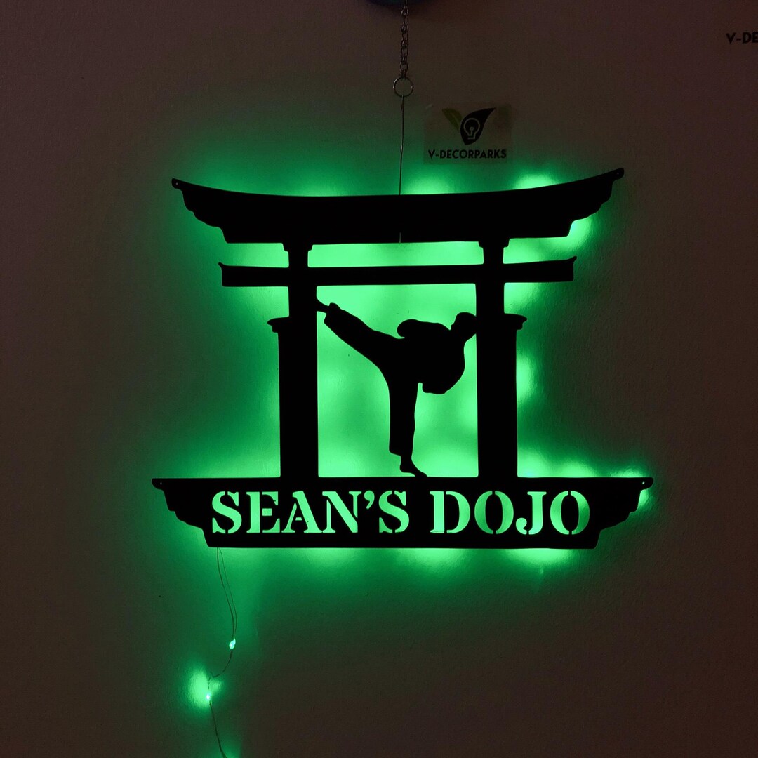 Custom Metal Karate Sign With LED Lights, Karate Metal Wall Art ...