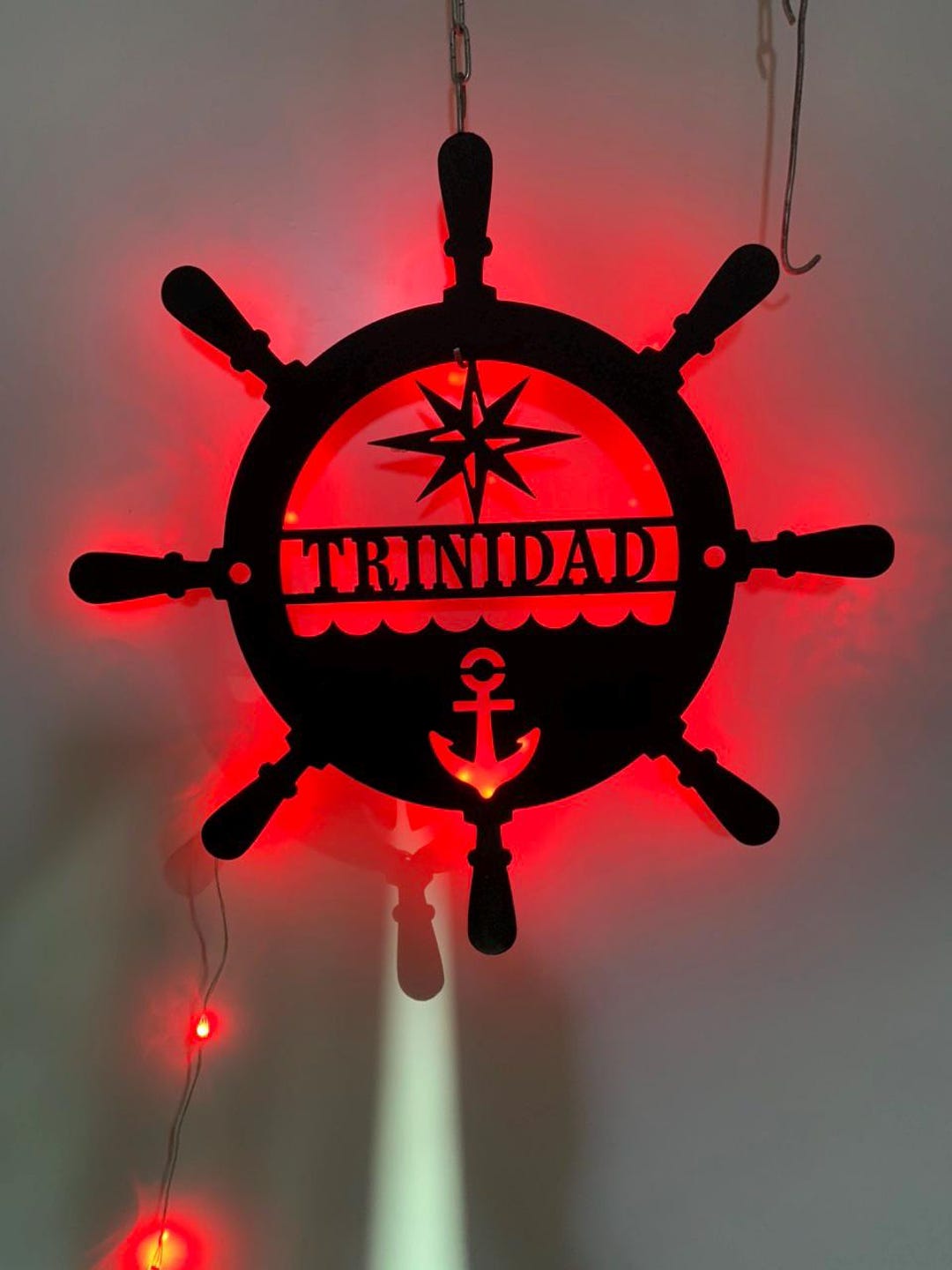 Personalized Ship Wheel Metal Sign Wall Art With Multicolor LED Lights ...