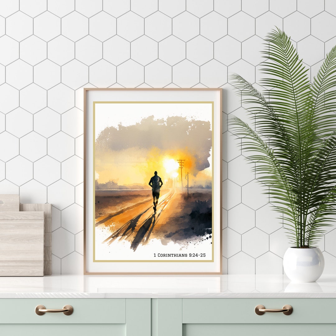 Sunrise Run With Scripture 1 Corinthians 9:24-25 Digital - Etsy
