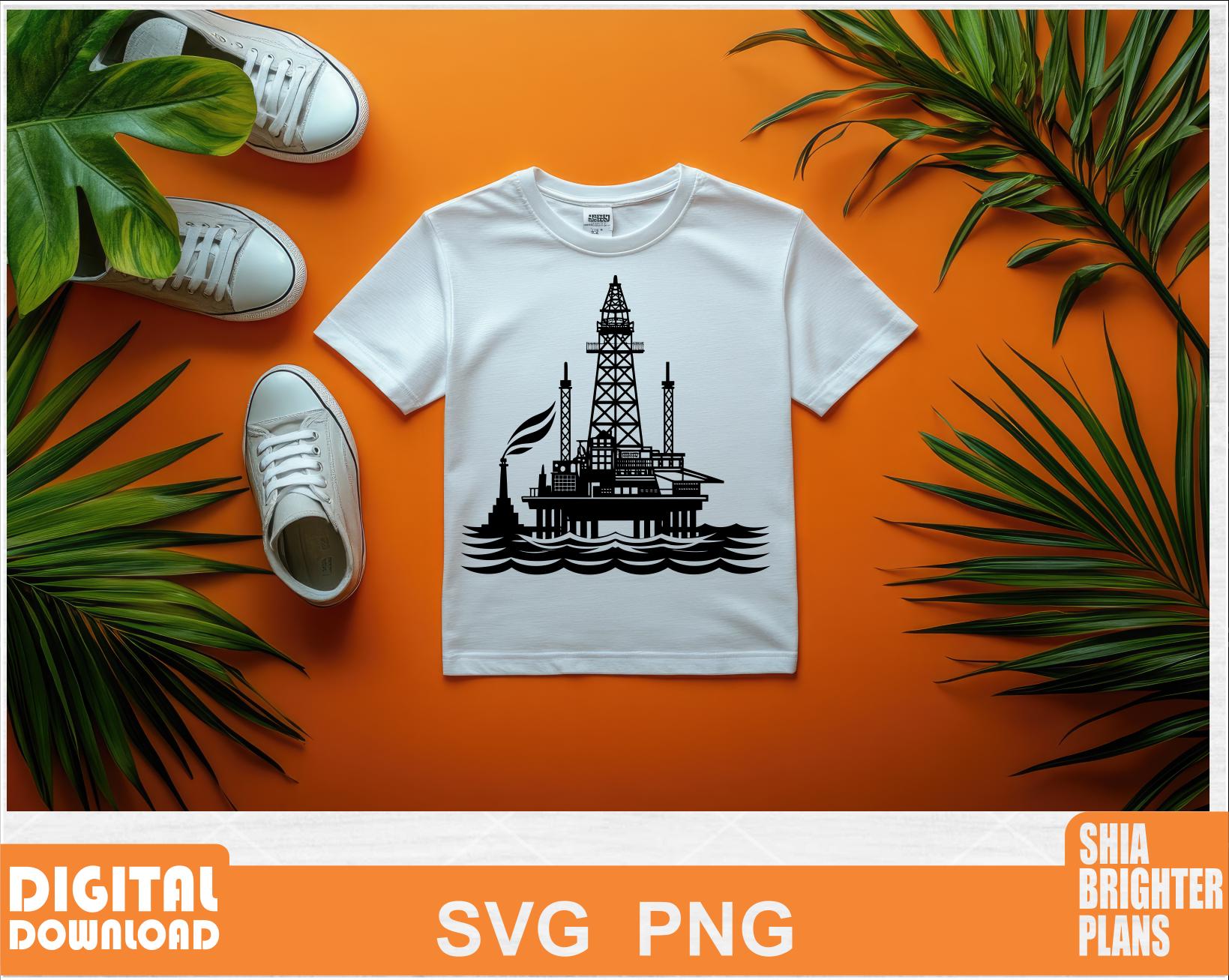 Sea Drilling Oil Rig 2 SVG, Oil Rig SVG, Oilfield Svg, Oil Pump Svg ...