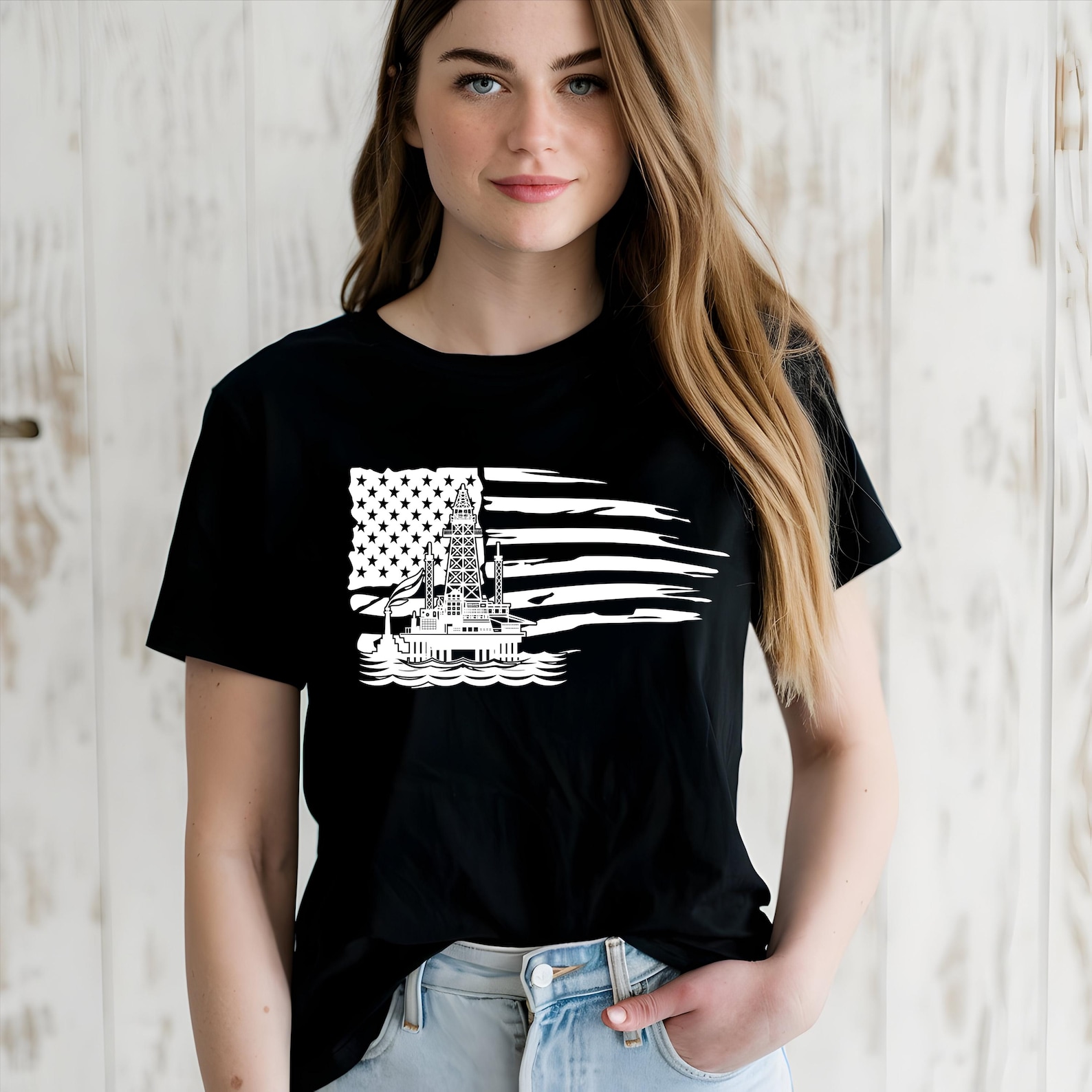 American Distress Flag Oil Rig SVG, Oil Rig SVG, Oilfield Svg, Oil Pump ...