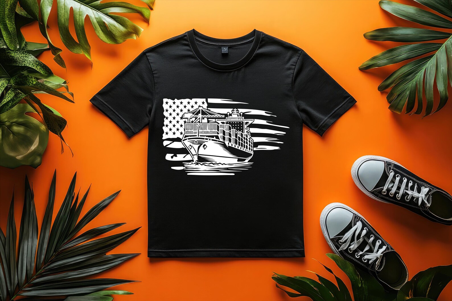 American Distress Flag Container Ship Svg, Ship Svg, Cargo Ship Svg ...