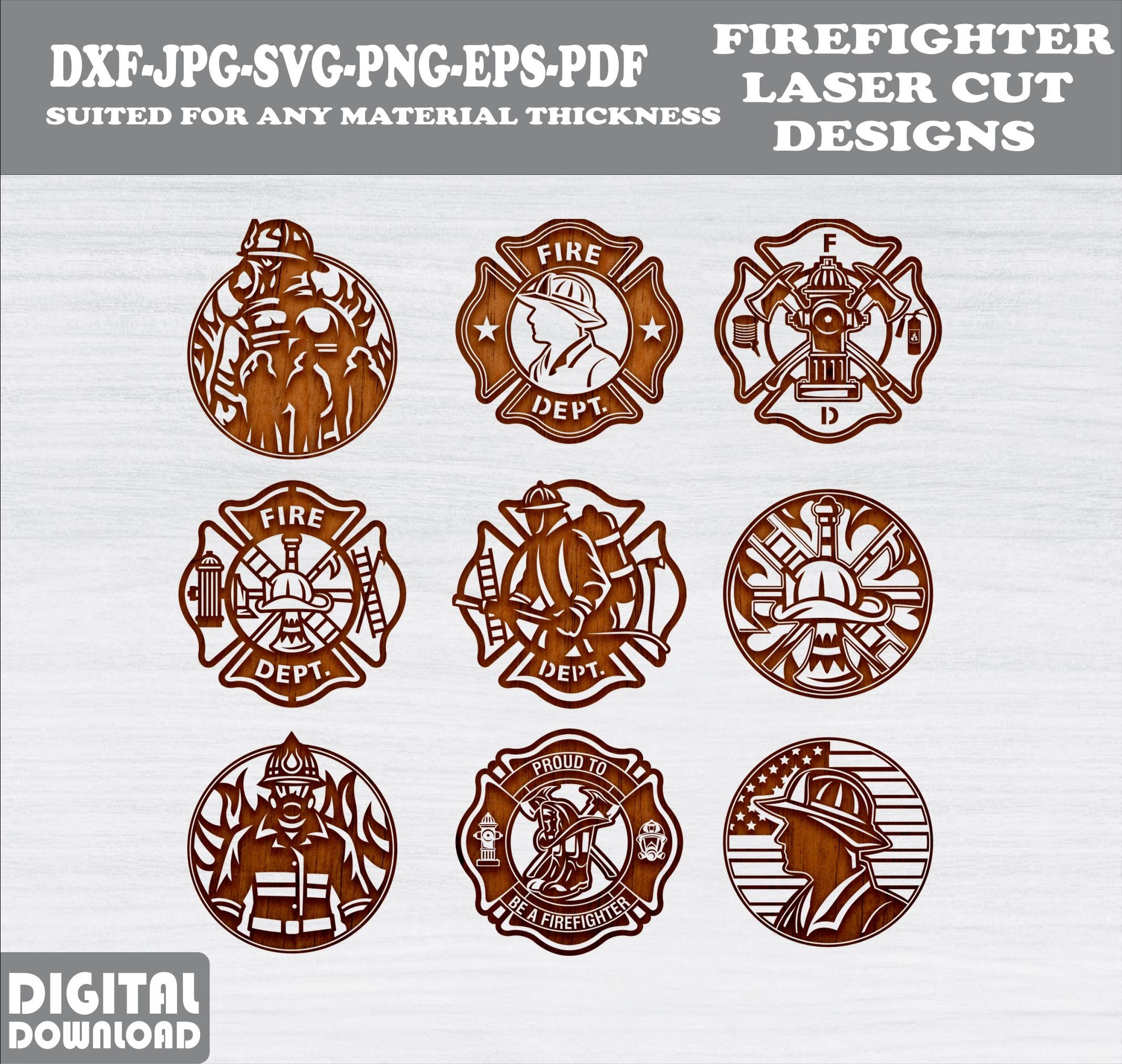Firefighter Signs Bundle, Custom Name Sign Laser Cut, Fire Fighter ...