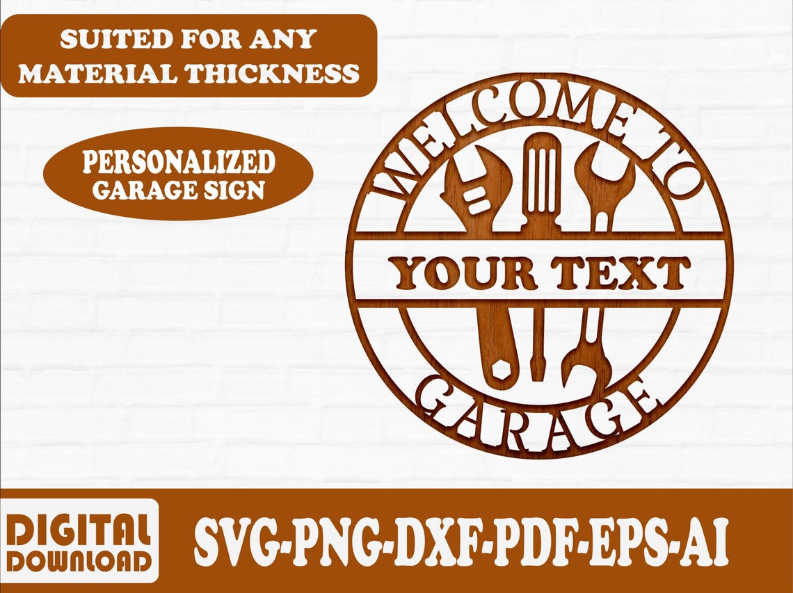 Rustic Garage Sign SVG, Industrial Style Workshop Decor, Tool Shed ...