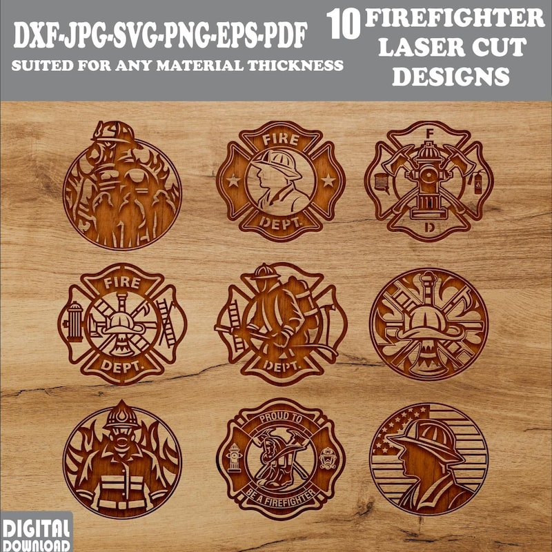 Firefighter Laser Svg - Etsy