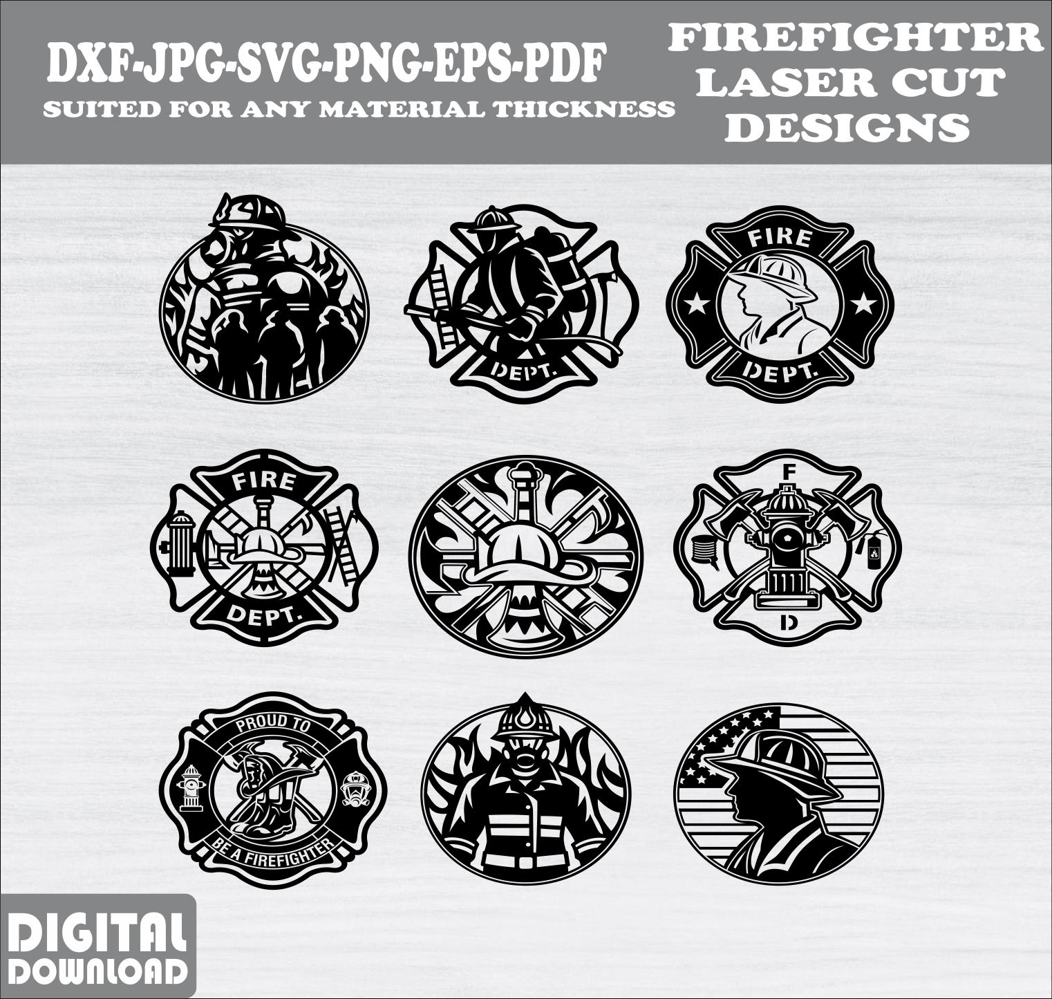 Firefighter Signs Bundle, Custom Name Sign Laser Cut, Fire Fighter ...