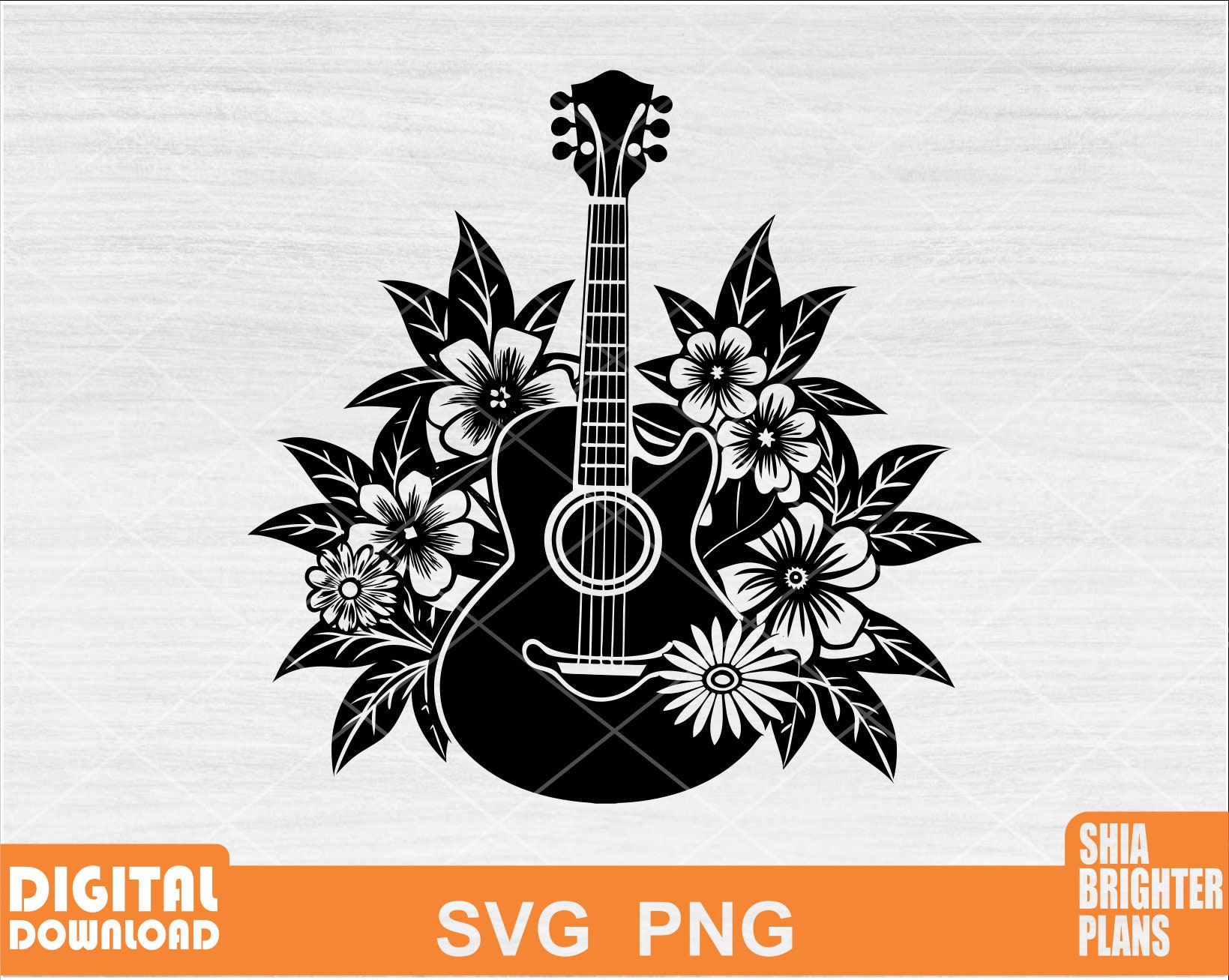 Cool Guitar With Flowers Svg, Guitar Svg, Electric Guitar Svg, Music ...