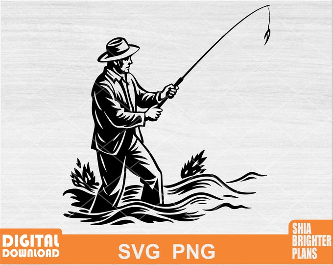 Fisherman SVG, Catching Fish Clipart, Fishing Cut File, Funny Dad SVG ...