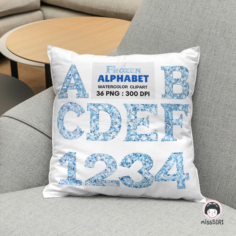 Frozen Alphabet Clipart Set | 36 Watercolor Pngs of Ice Crystal Letters ...