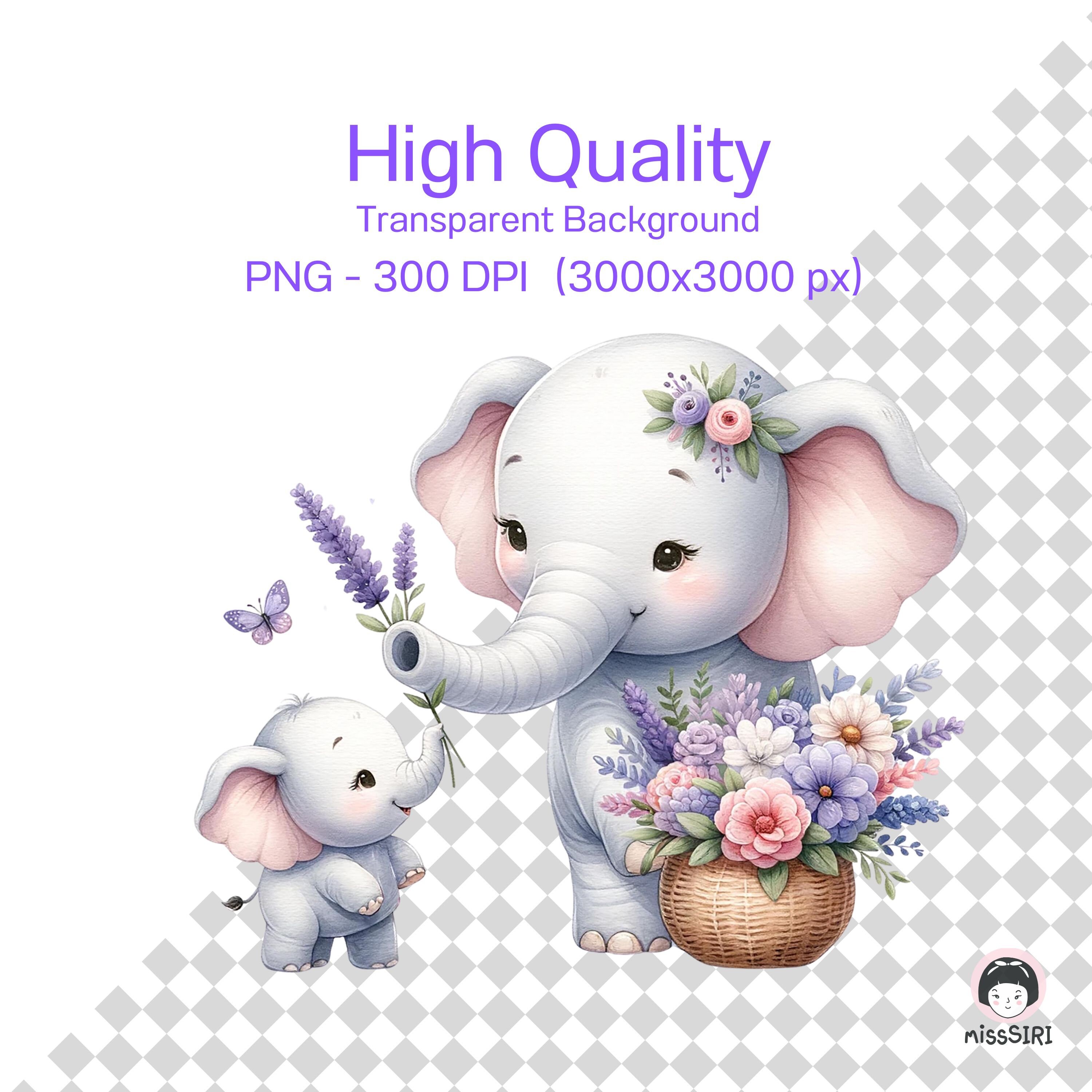 Mother and Baby Elephant Watercolor Clipart - Etsy