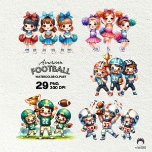 Watercolor American Football Kids Clipart. - Etsy