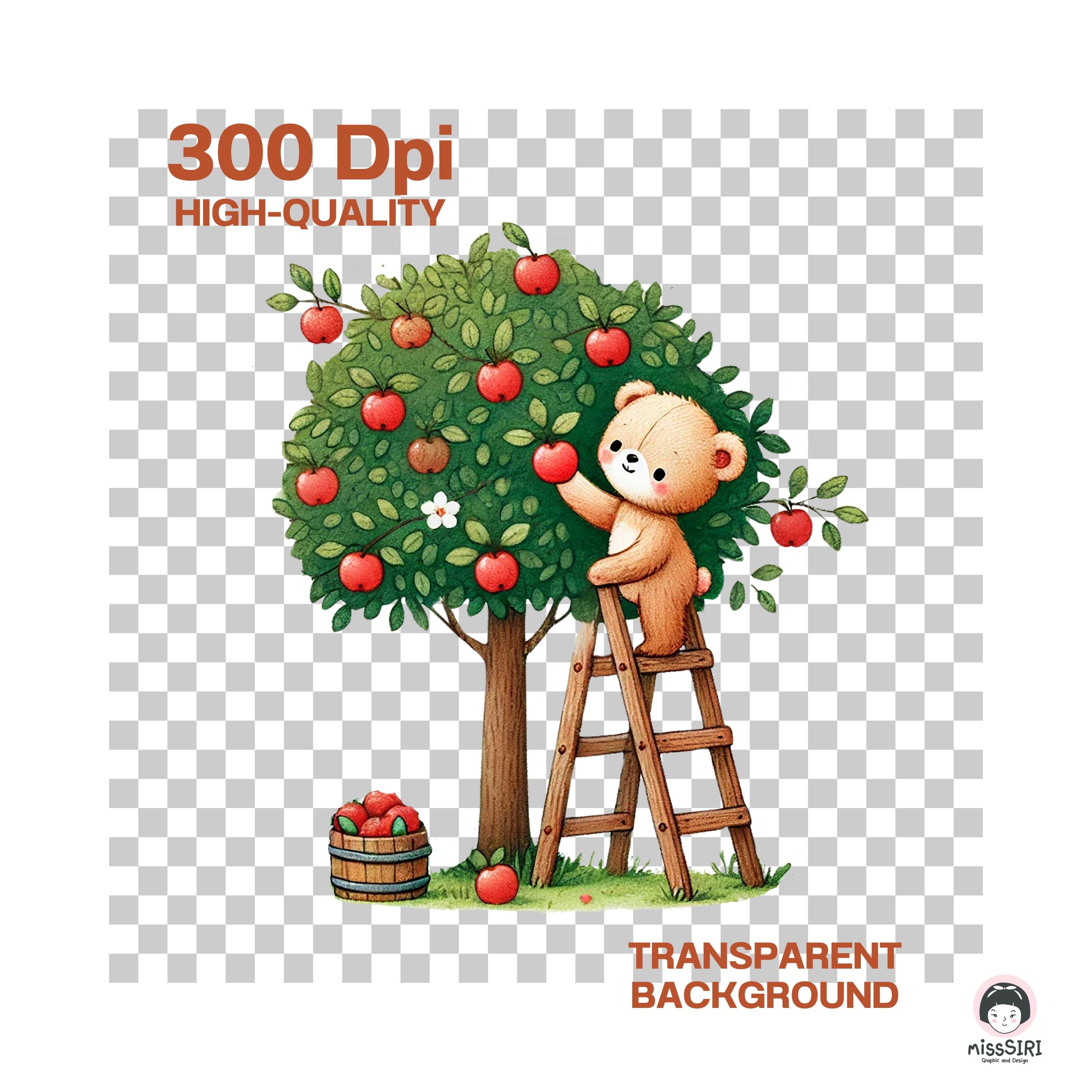 Autumn Bear Watercolor Clipart Bundle - Cute Fall Bear Pngs With ...