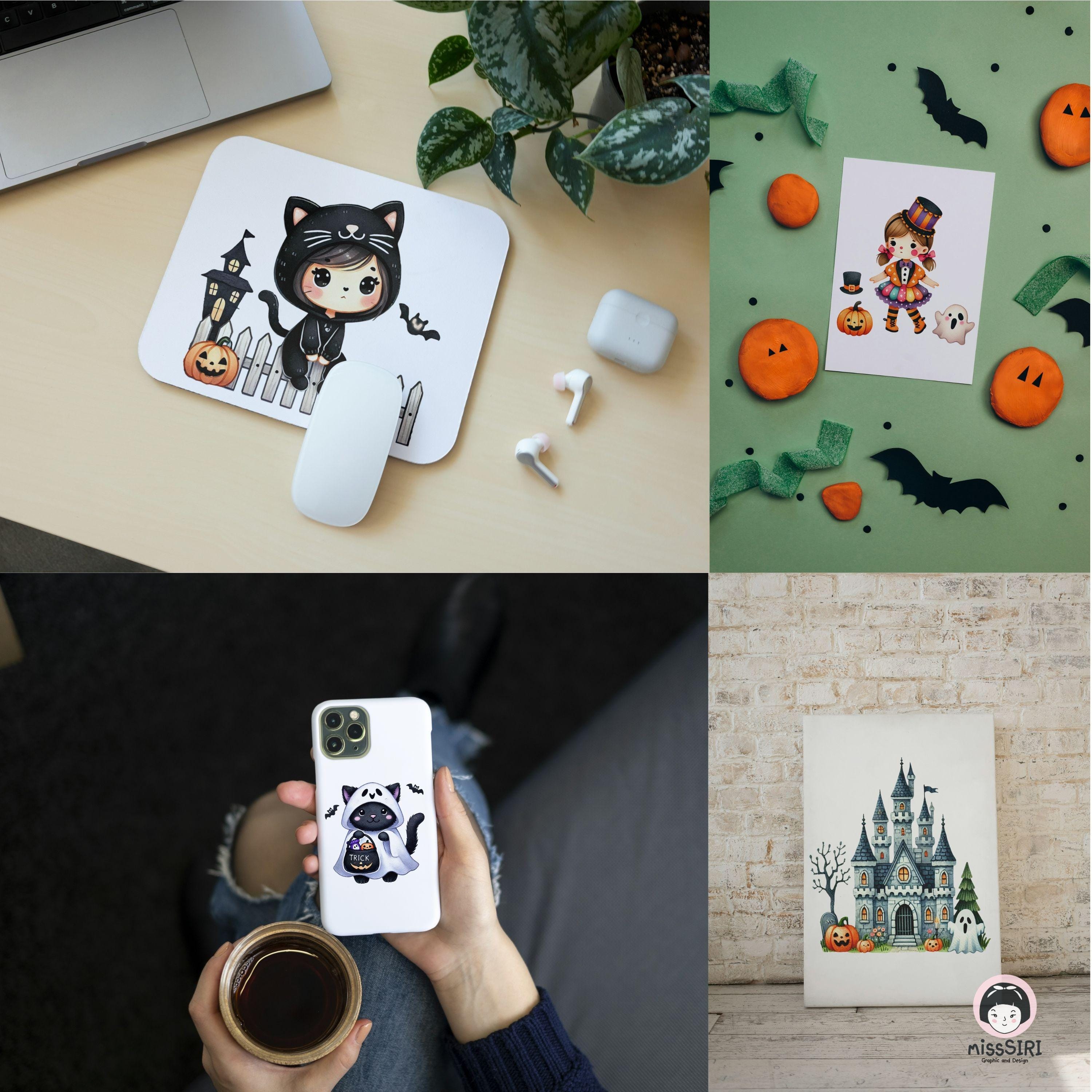 Halloween Watercolor Clipart Bundle, 32 PNG Halloween Cute Witch and ...